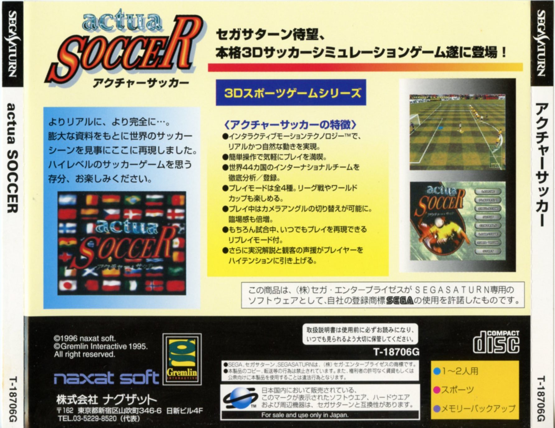 Actua Soccer (Japanese Sega Saturn) – The Gremlin Graphics Archive