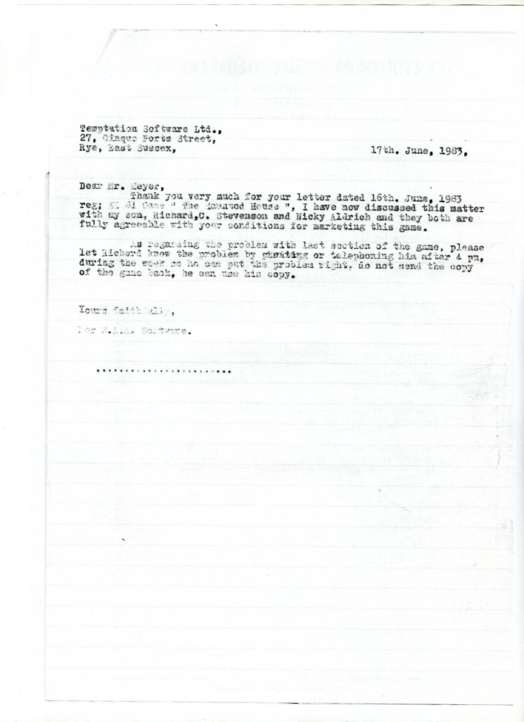 Haunted House Text Adventure Letters – The Gremlin Graphics Archive